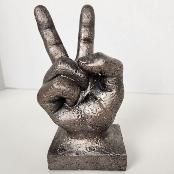 Art | Peace Sign Hand Sculpture Pop Art Figure 7 Gold Resign Decoration ...